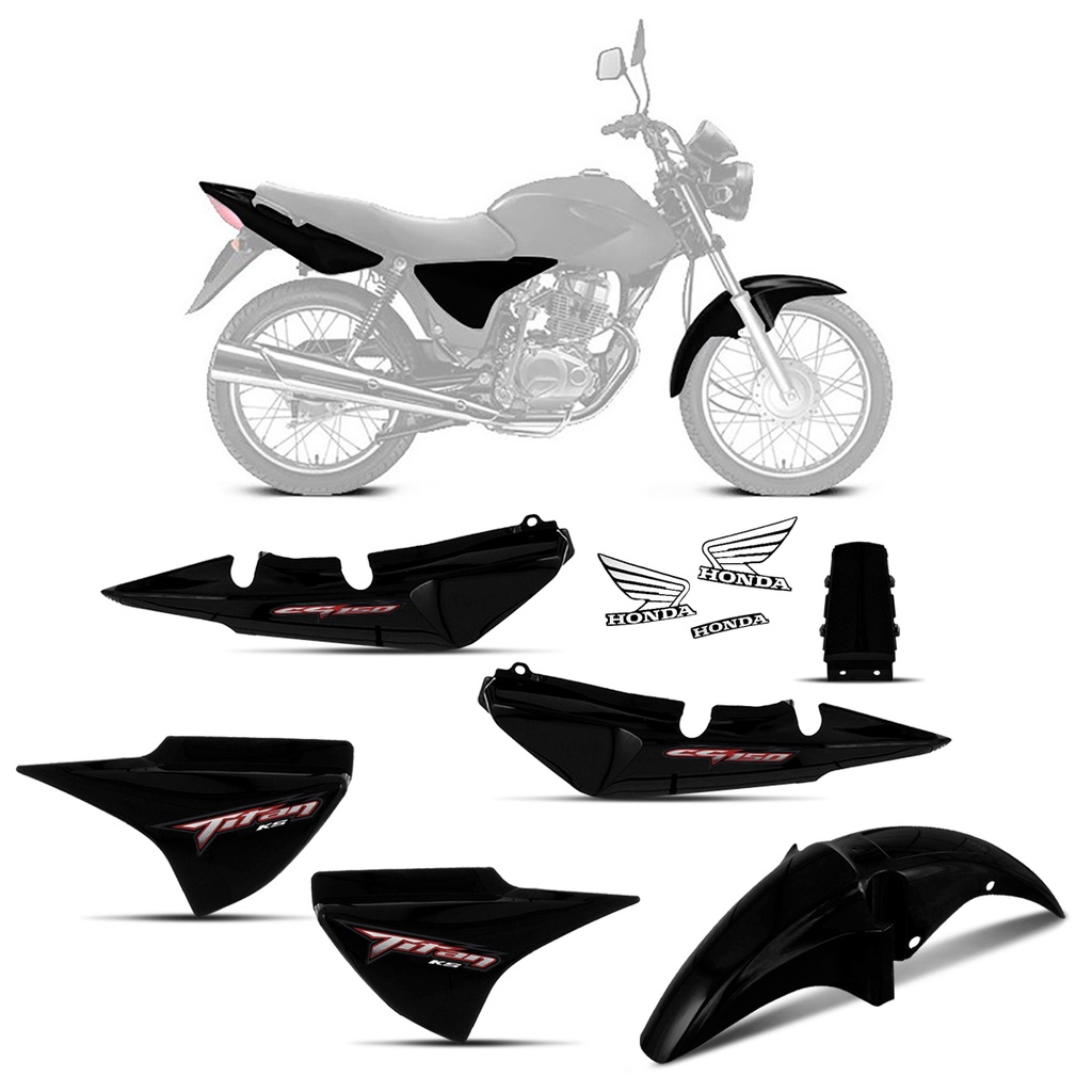 Kit Carenagem Completo Cg Titan 150 Preta 2008 Ks Es Esd Com Adesivos | Shopee Brasil