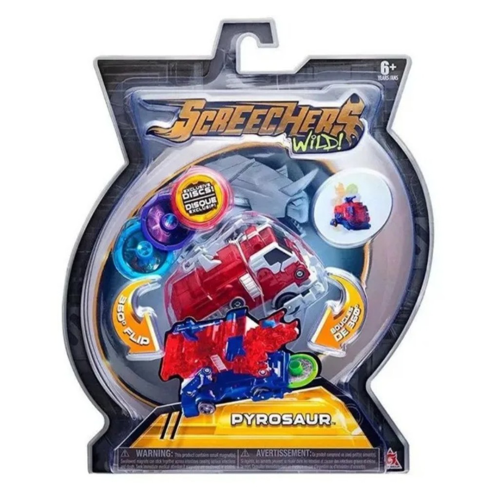 Carro Screechers Wild Pyrosaur Lança Discos com 3 Discos- Dtc Original ...