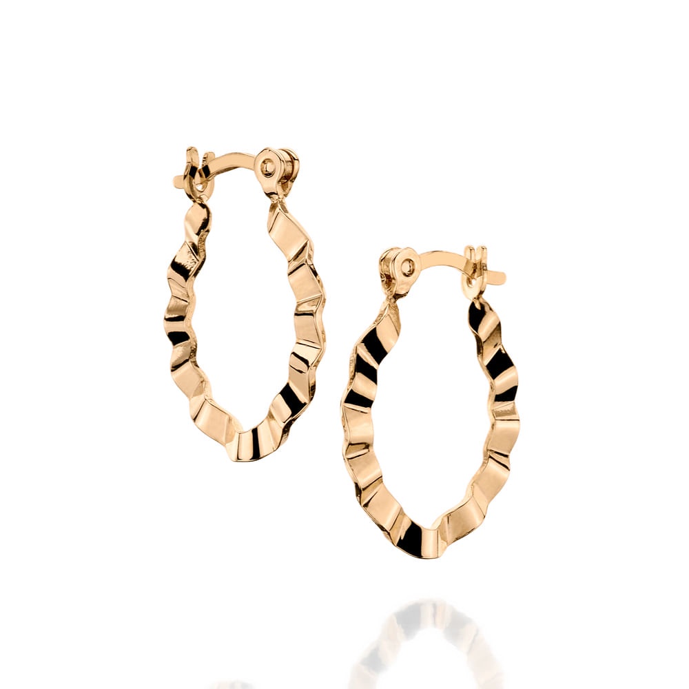 Brincos Rommanel Argola Oval Ondulada Folheado a Ouro 523520 | Shopee ...