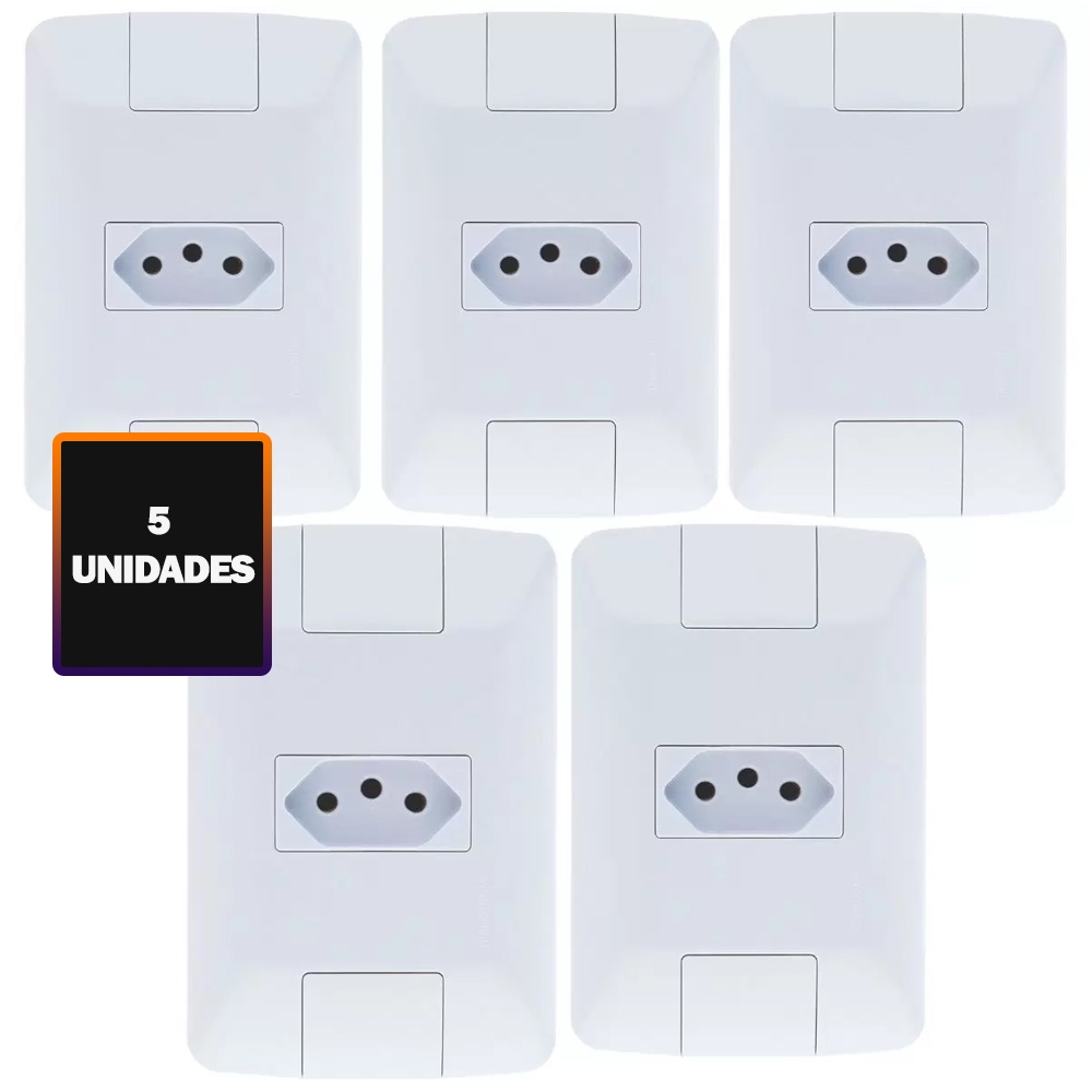 Kit 5 Conjunto 1 Tomada 2p+t 10A 250V 4x2 Aria - Tramontina | Shopee Brasil