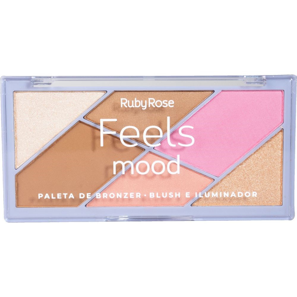 Paleta Vegana de Bronzer Blush e Iluminador Feels Mood Ruby Rose HB7528 | Shopee Brasil