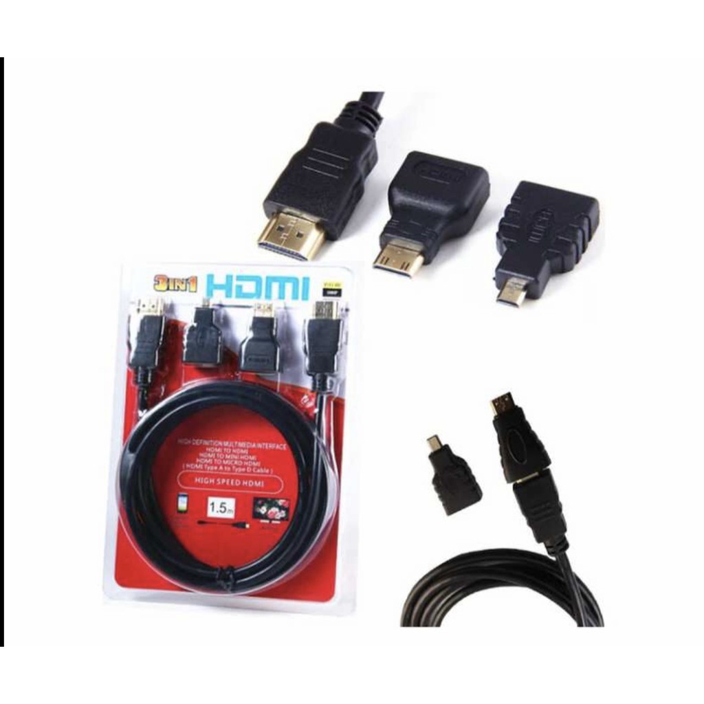 Kit de conector com cabo HDMI Mini Micro Adapter Extender Converter ...