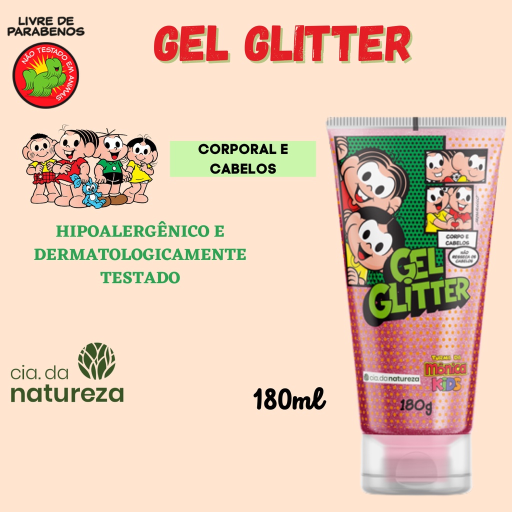 Gel Glitter Infantil Turma Da Kids Monica Para Corpo E Todos Os Tipos ...