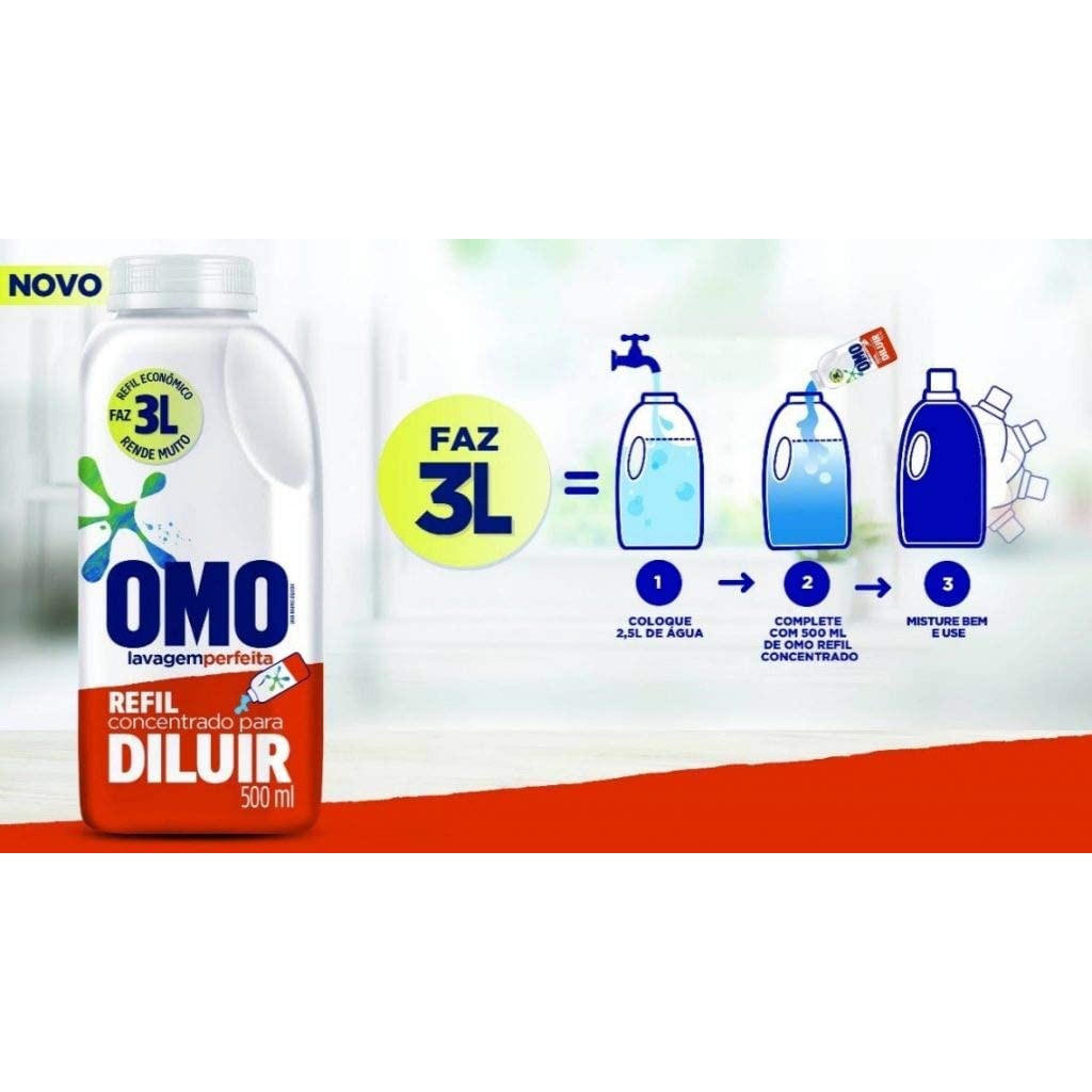 LAVA ROURAS OMO CONCENTRADO 500ML RENDE 3LT | Shopee Brasil
