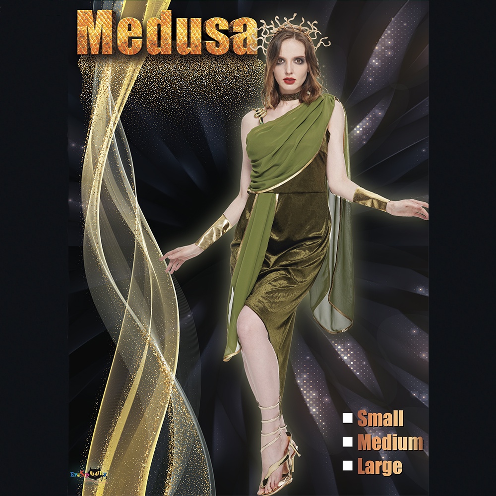 Fantasia Feminina Sexy Medusa Beleza Grega Deusa Cosplay Deluxe Vestidos Dama Halloween Cobra ...