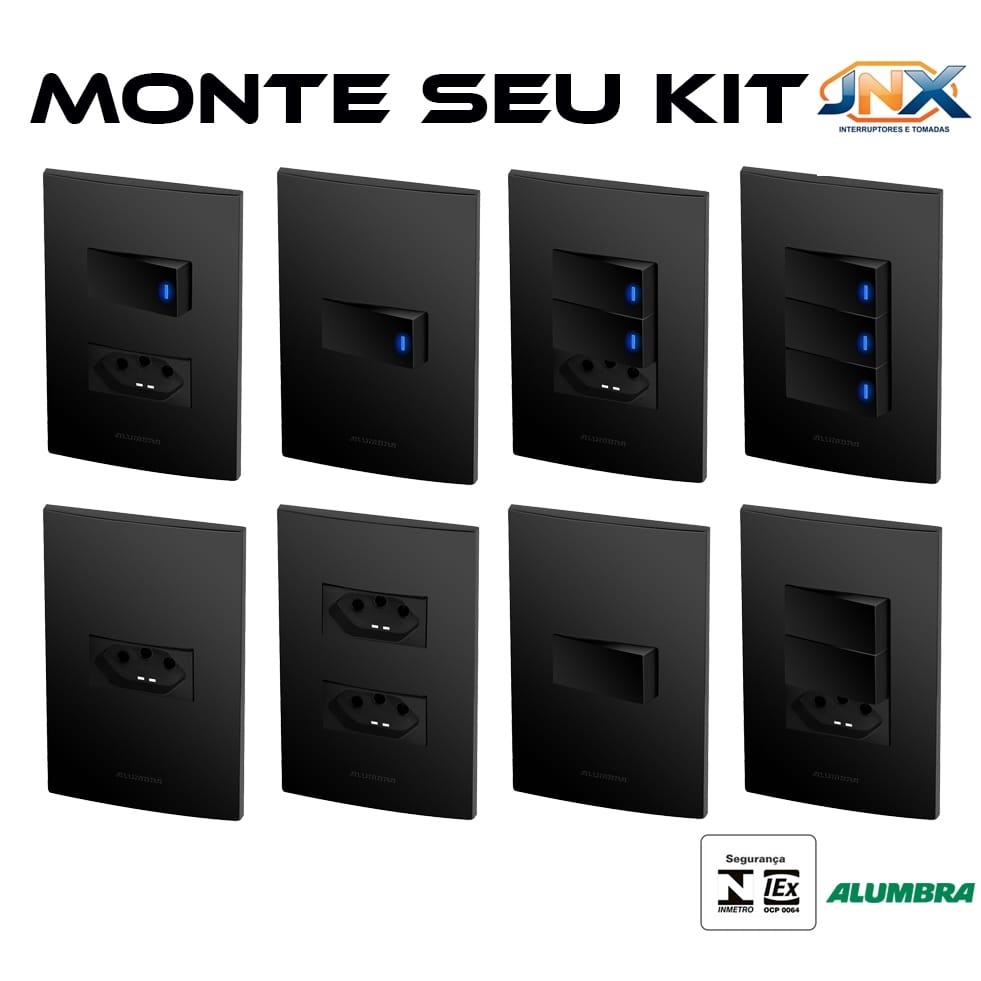 Tomada Interruptor Alumbra Inova Preto Fosco Linha Completa | Shopee Brasil