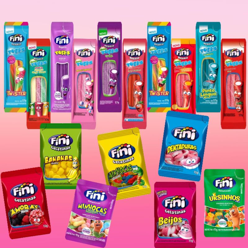Fini Tubes de Goma Gelatina Guloseimas 17g 15g Sabores Diversos ...