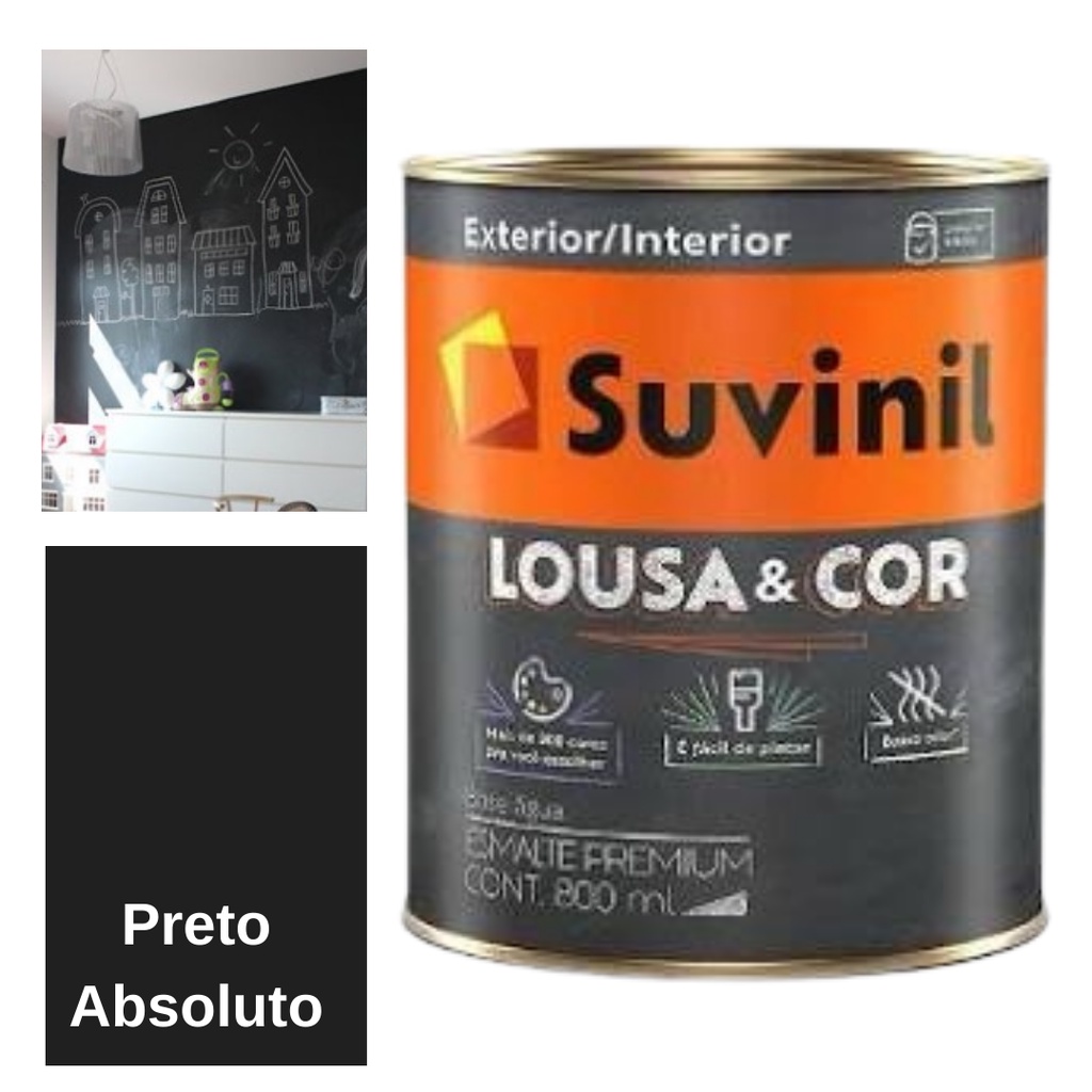 Tinta Lousa e Cor Preto Absoluto Suvinil Para Parede Metal e Madeira ...