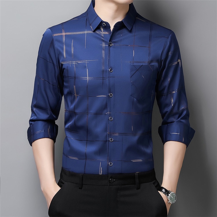 camisa masculina xadrez social gola alta masculino camisa manga longa ...