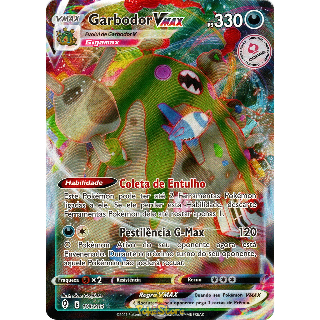 Carta Pokemon Garbodor VMAX Português Card Original Copag Céus em ...