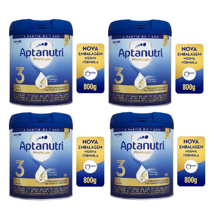 Kit 4 Unidades Aptanutri Premium 3 Danone 800g | Shopee Brasil