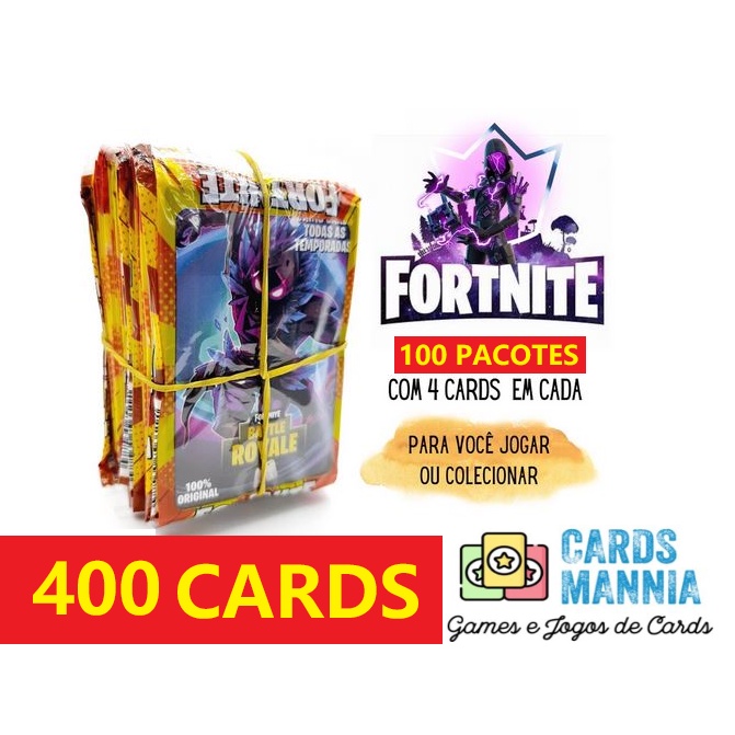 Kit 400 Cards Fortnite 100 Pacotes Barato Duelo Game | Shopee Brasil