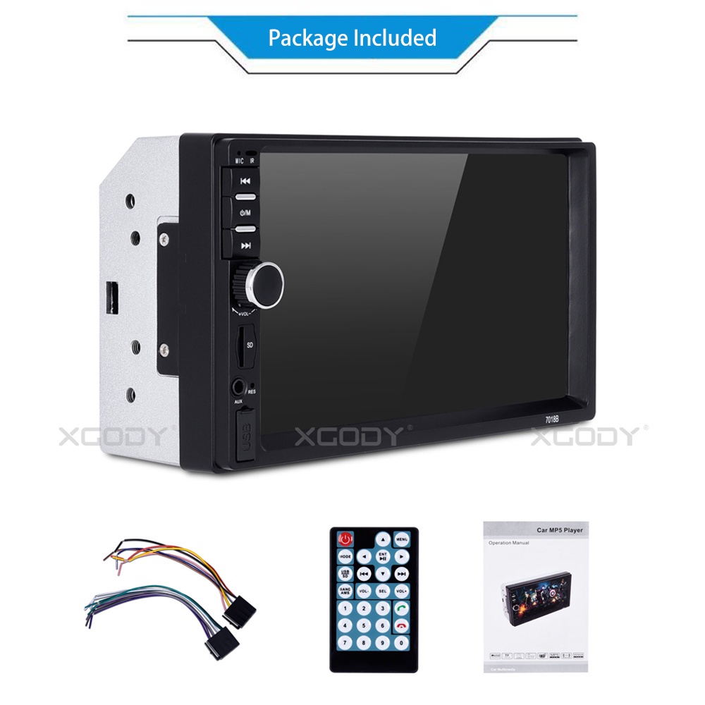 ESSGOO 7 Polegadas DIN duplo Reprodutor De Rádio Bluetooth Mp5-Black-Intercnect- Claro De Fundo ...