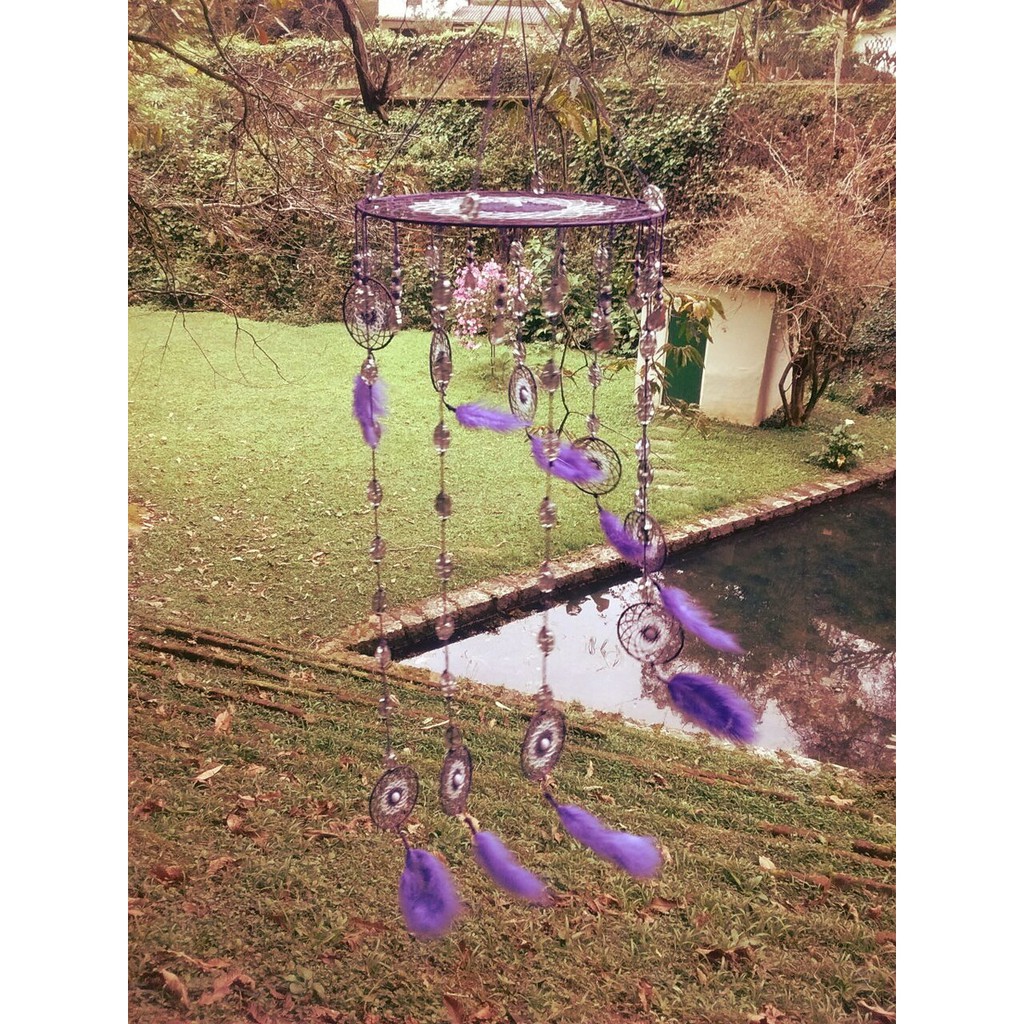 Filtro dos sonhos mobile roxo (Aproximadamente 1 mt de comprimento ...