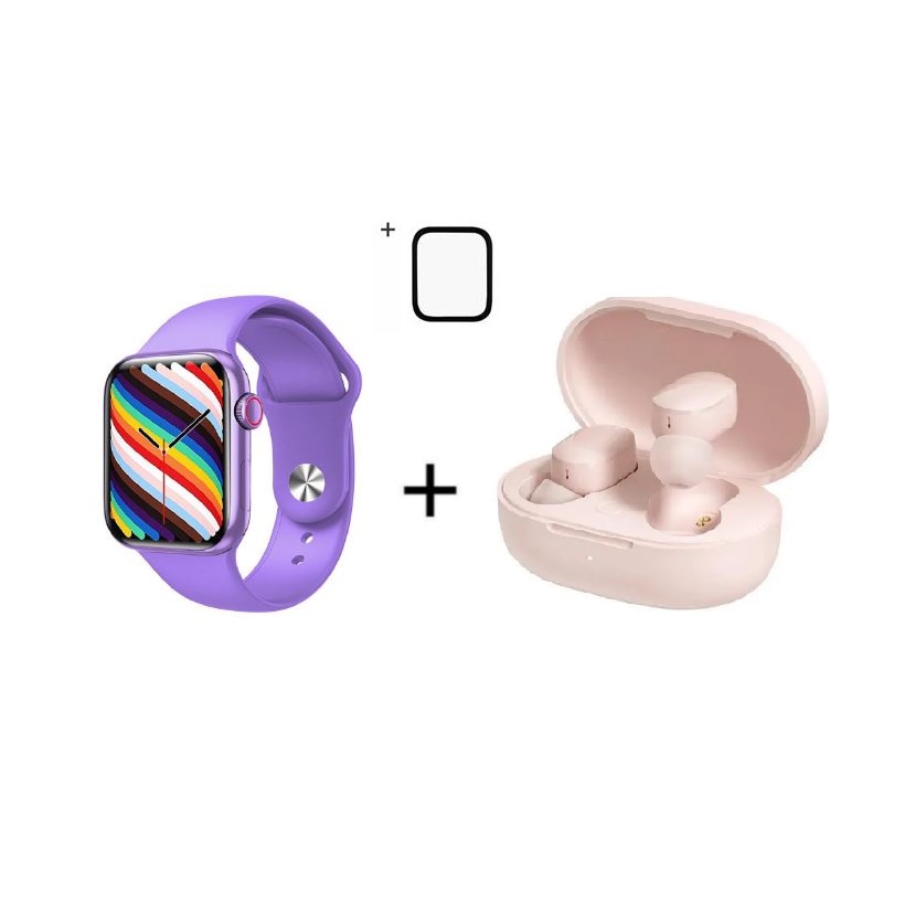 Relogio Inteligente Smart Watch HW19 lilas com 2 pulseiras mais fone ...