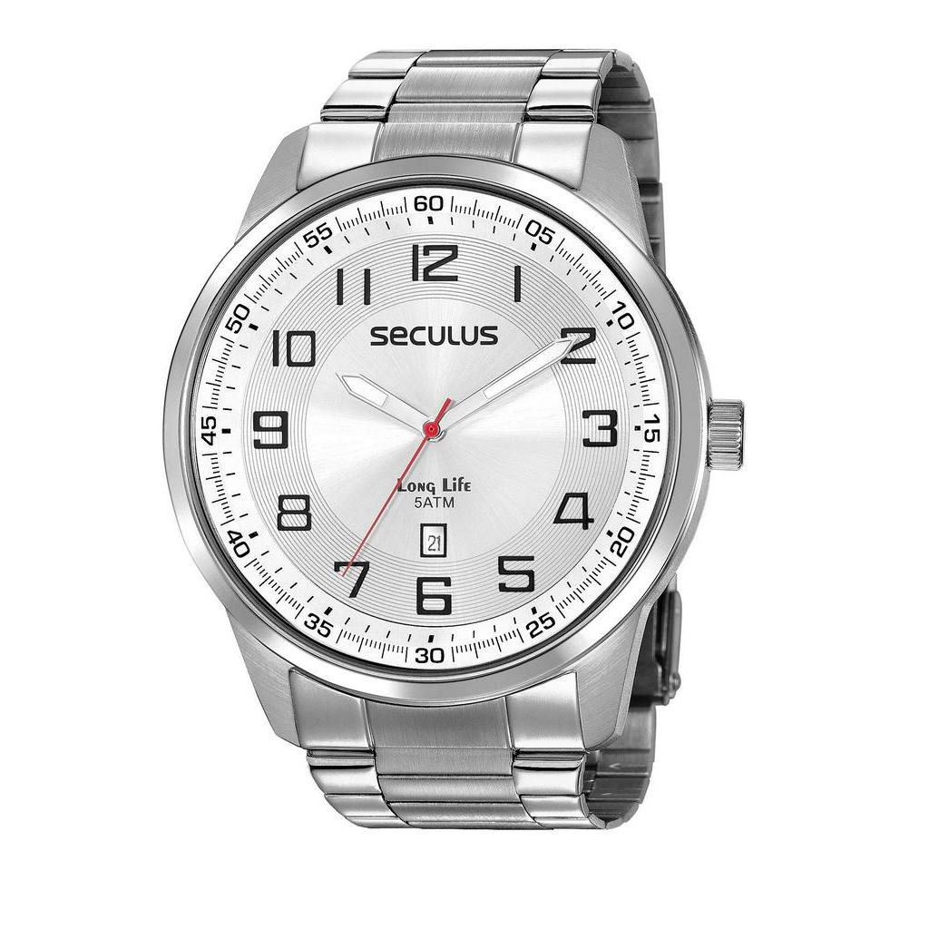 Relógio Seculus Masculino Prata Analógico Aço Calendário 20785G0SVNA2 ...