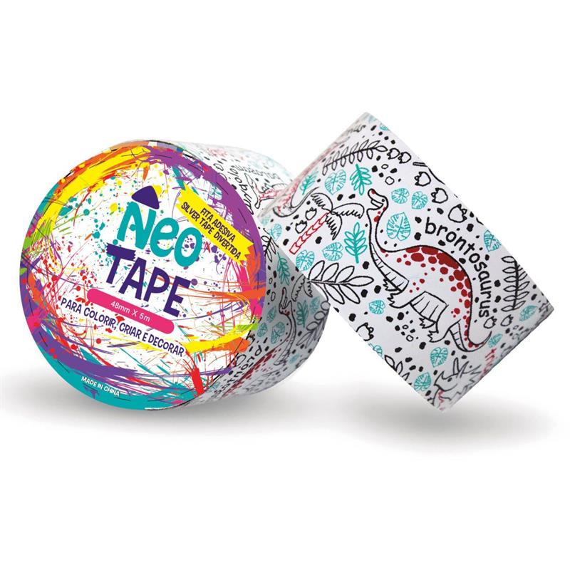 Fita adesiva decorada NEOLAR dinossauro 48mm x 5m neo tape | Shopee Brasil