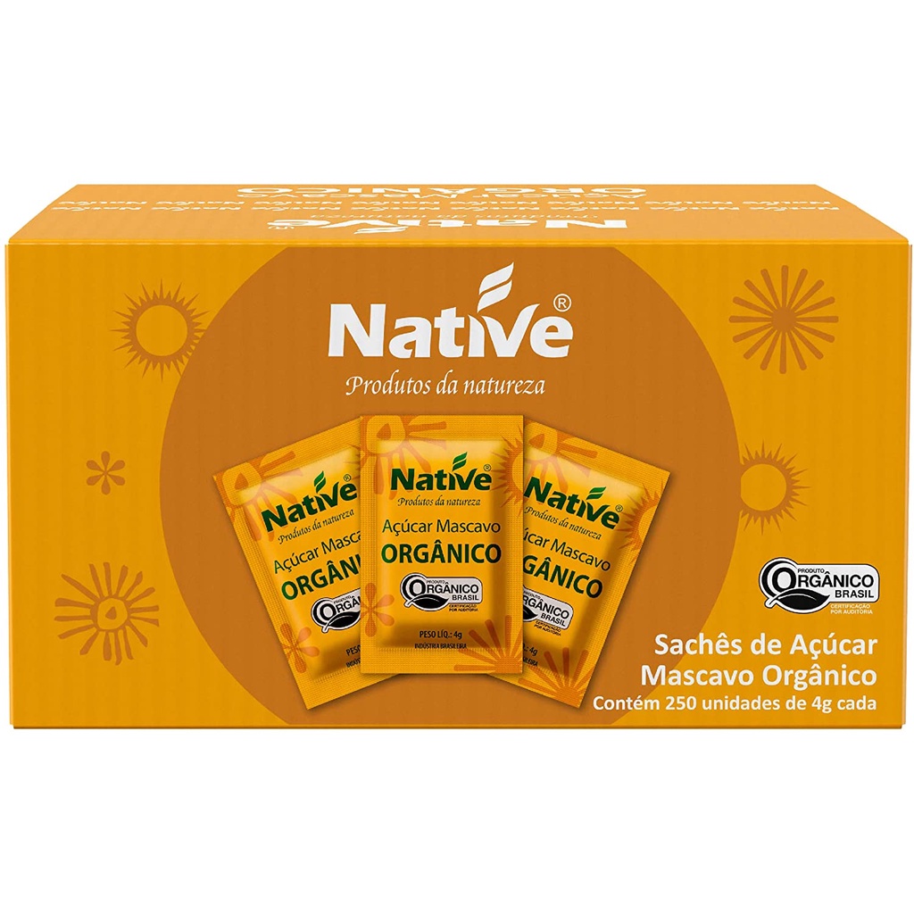 Açúcar Mascavo Orgânico Native Sachê 4g - Caixa Com 250 Un | Shopee Brasil