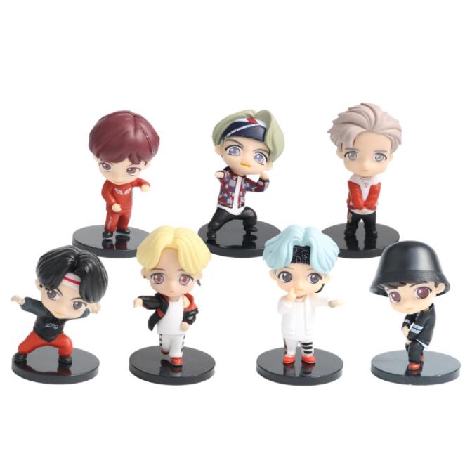 7pcs/Conjunto bts bt21 tinytan mini Figura bangtan Meninos Grupos anime ...