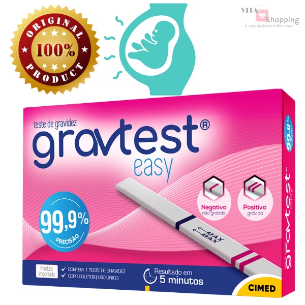 Grav Test Easy - Teste de Grávidez Rápido - O ORIGINAL - CIMED | Shopee ...