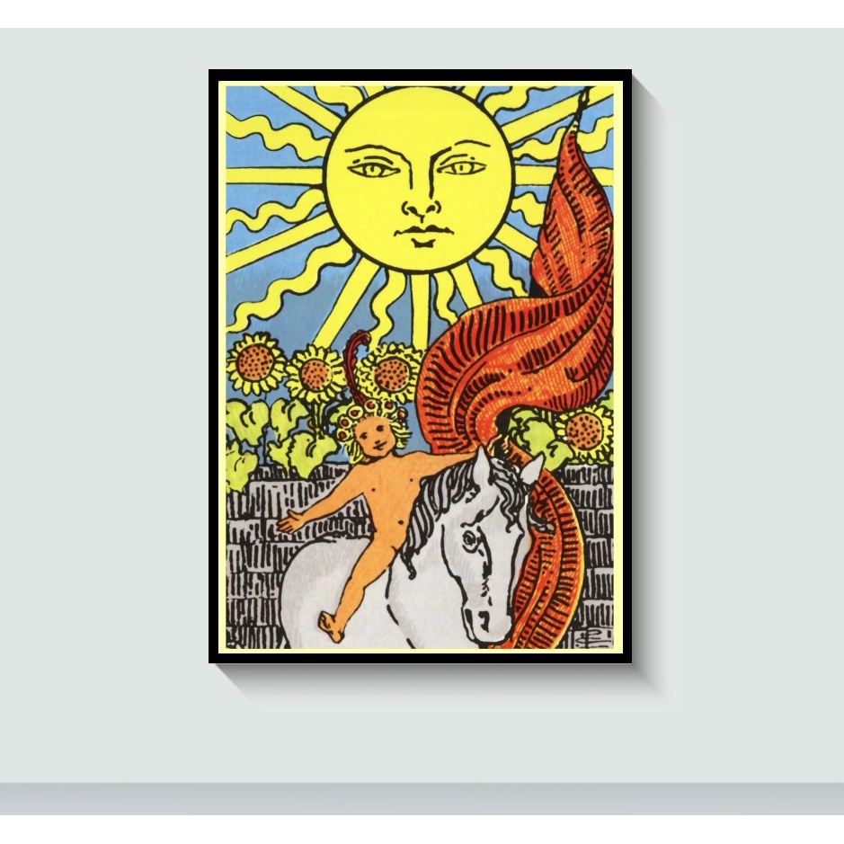 Quadro O Sol do Tarô (The Sun Tarot) com Moldura E Acetato Tamanho A3 ...