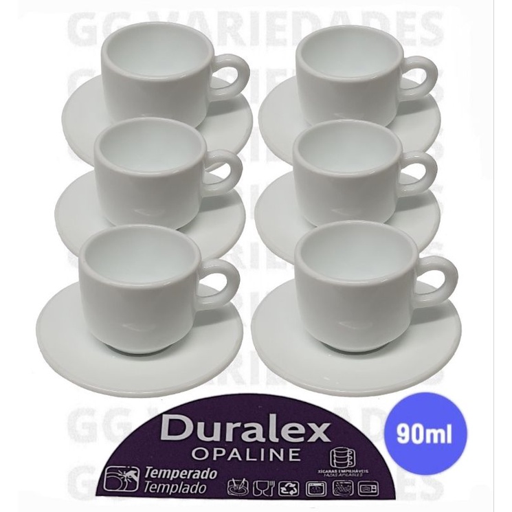 Jogo com 6 Xícaras para Café Nadir Opaline com Pires 90 ml | Shopee Brasil