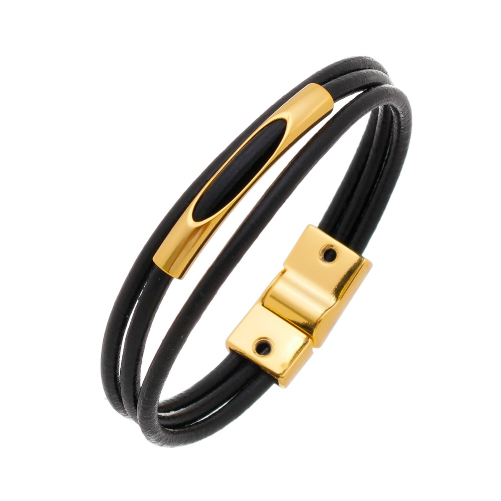 Pulseira Masculina Executiva Couro Dourada Fecho Magnético | Shopee Brasil