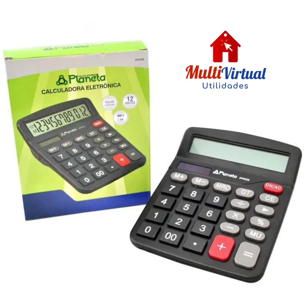 Calculadora Eletronica 12 Digitos Planeta ENVIO IMEDIATO | Shopee Brasil