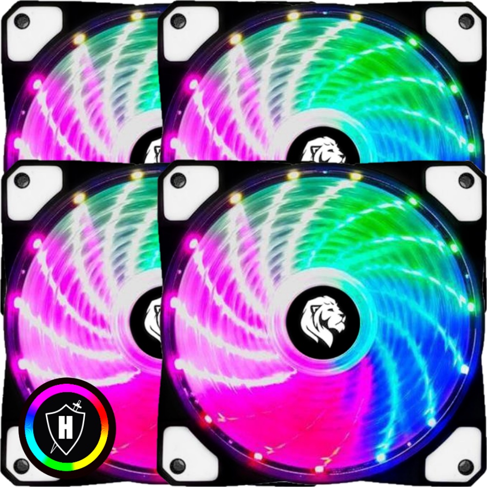 Kit 4 Cooler Fan Led RGB 120mm 12cm Cpu PC Gamer Ventoinha Várias Cores ...