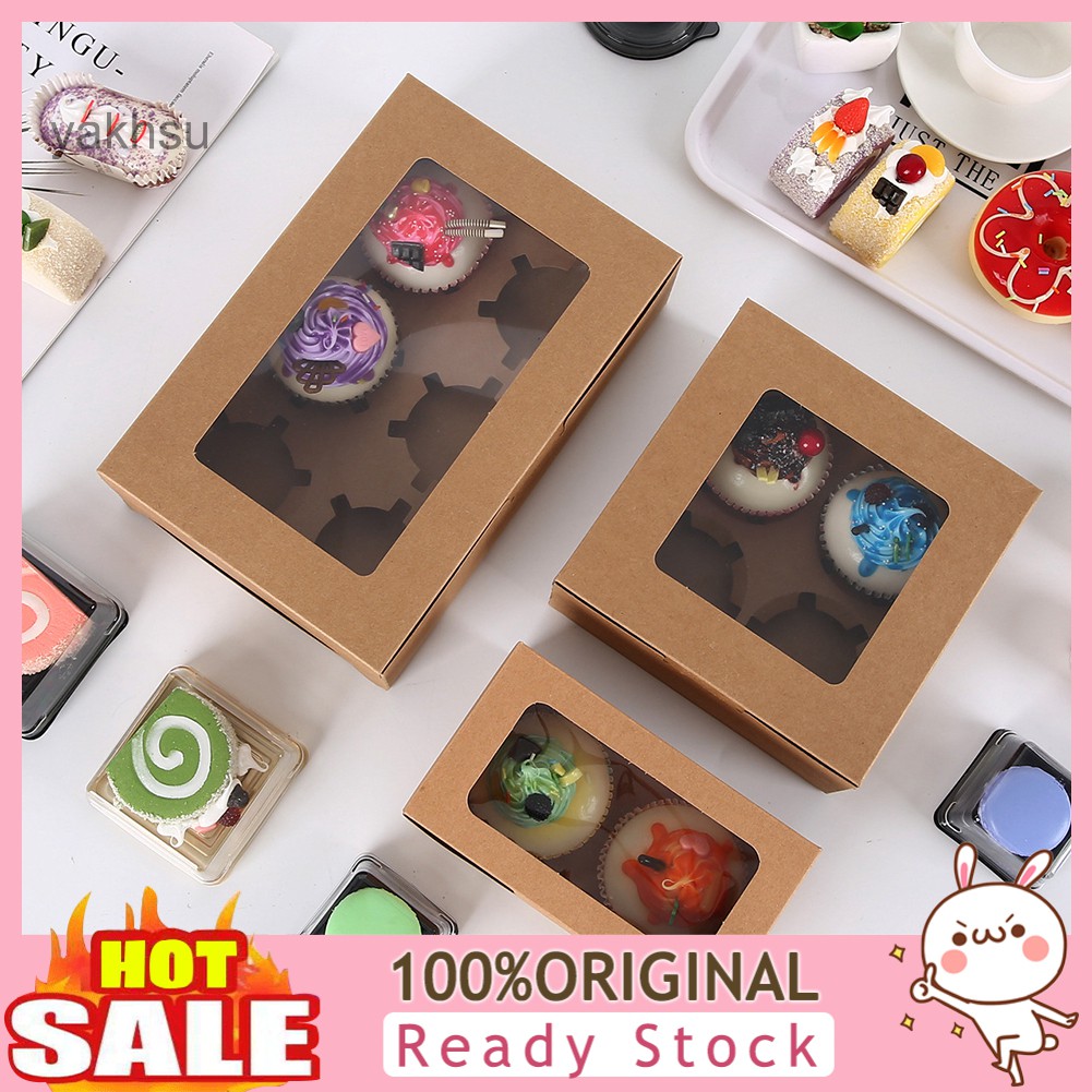 yak_hb_10Pcs Caixa De Cupcake De Papel Kraft Bolo De Panificação Com ...