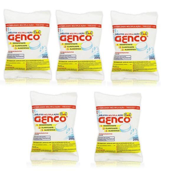 5 Unidades Genco Cloro Tablete Pedra 200 Gramas - Genco | Shopee Brasil