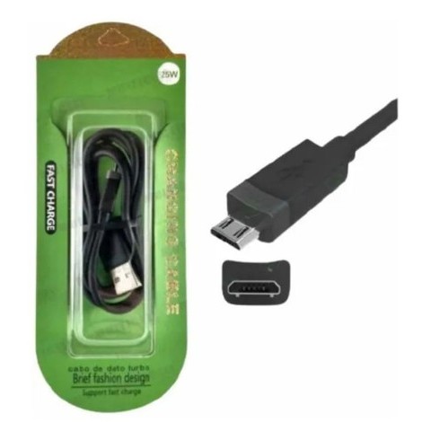 Cabo carregador turbo 25w USB entrada V8 ou TYPE C | Shopee Brasil