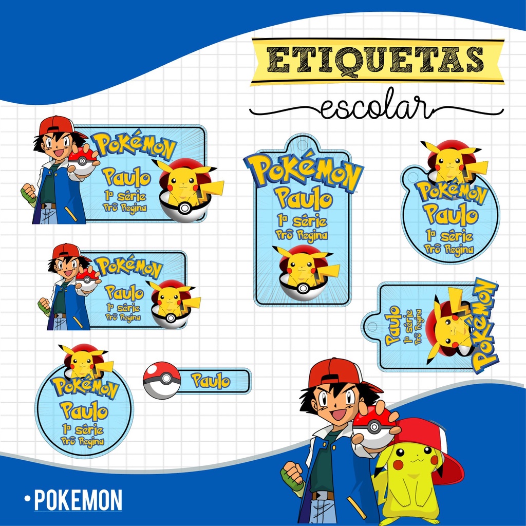 ETIQUETA ESCOLAR - POKÉMON | Shopee Brasil
