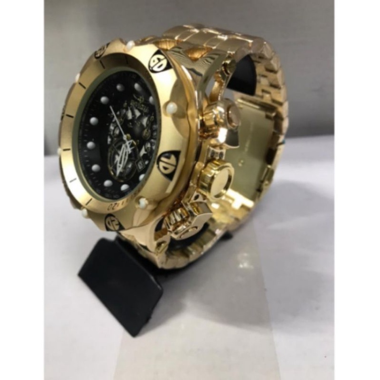 Relógio Masculino Grande Dourado Invicta Sun Moon Pulseira de Aço ...