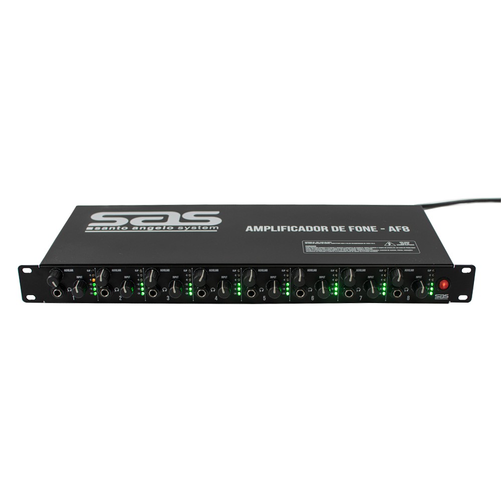 Amplificador De Fone 8 Canais Santo Angelo Af8 Preto Shopee Brasil
