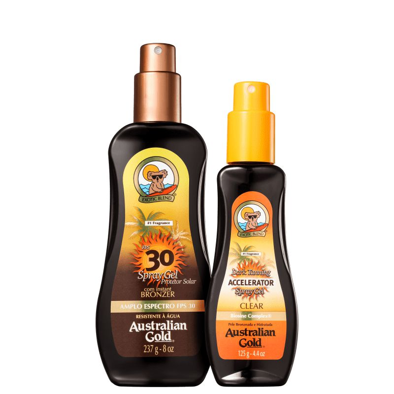 Kit Australian Gold Instant Bronzer - Protetor Solar Corporal 237ml ...