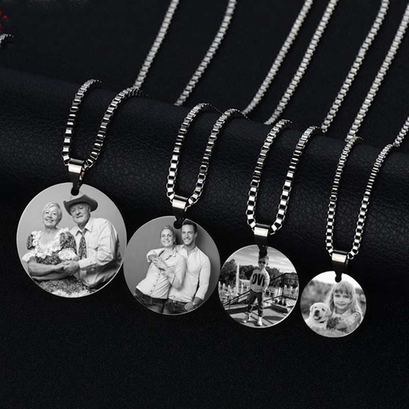 Colar personalizado com nome de foto de aço inoxidável gravado a laser ...