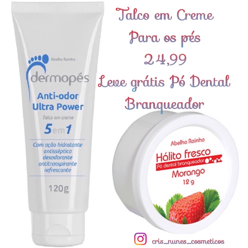 Kit Talco em Creme e pó dental clareador | Shopee Brasil