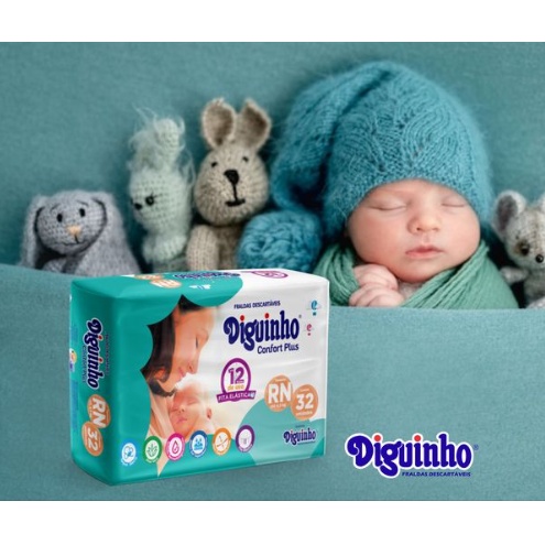 Fralda Descartavel Infantil Diguinho Plus RN | Shopee Brasil