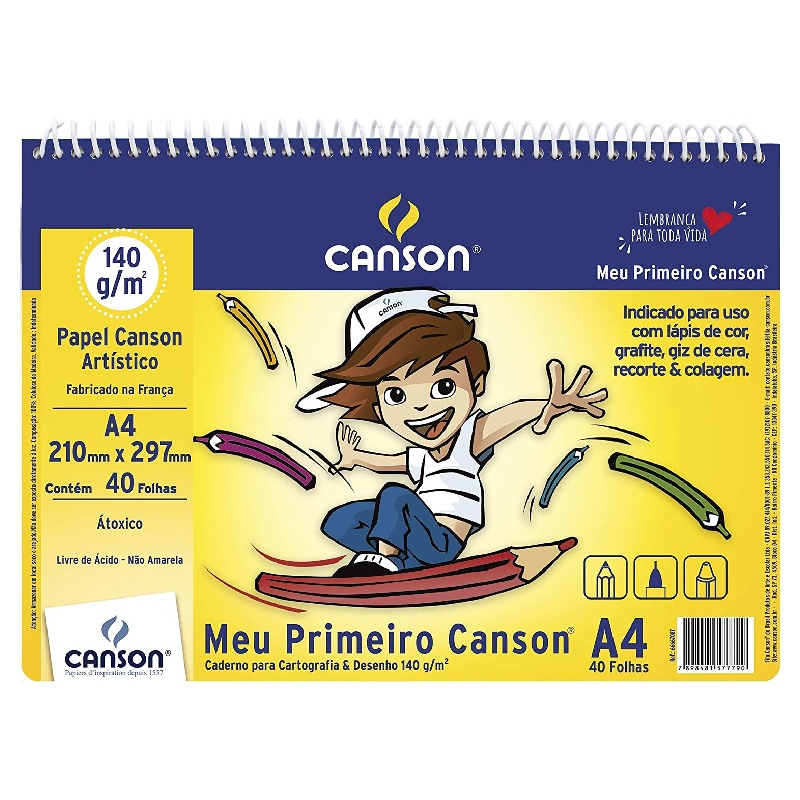 Caderno Meu Primeiro Canson 140g 40 Folhas A4 Canson | Shopee Brasil