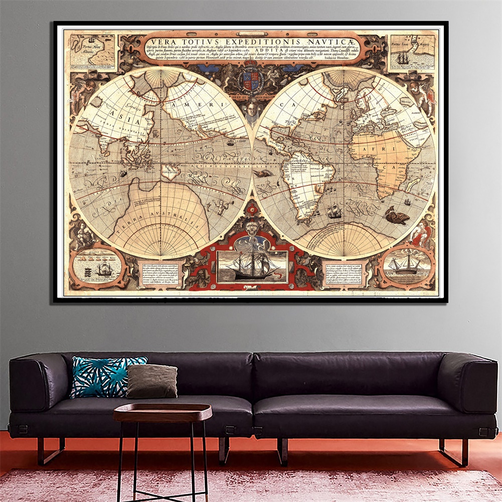 POSSBAY Retro Mapa Mundial-Grande Impressões De Pôsteres Arte De Parede ...