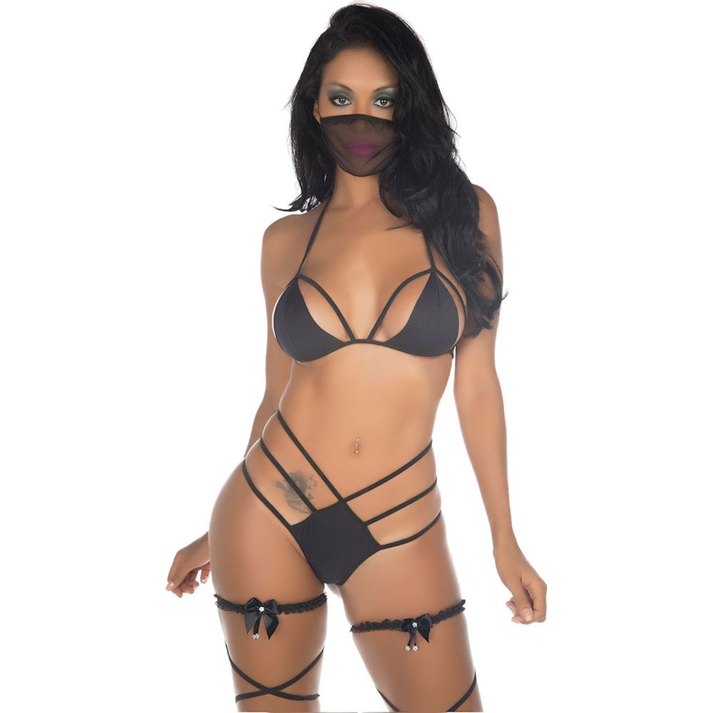 MINI FANTASIA SENSUAL NINJA PIMENTA COR PRETA | Shopee Brasil