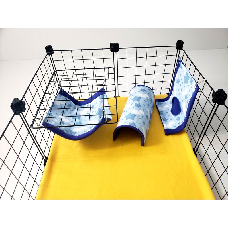 Kit de Enxoval Para porquinho da Índia Com Toca + Rede + Porta Feno ...