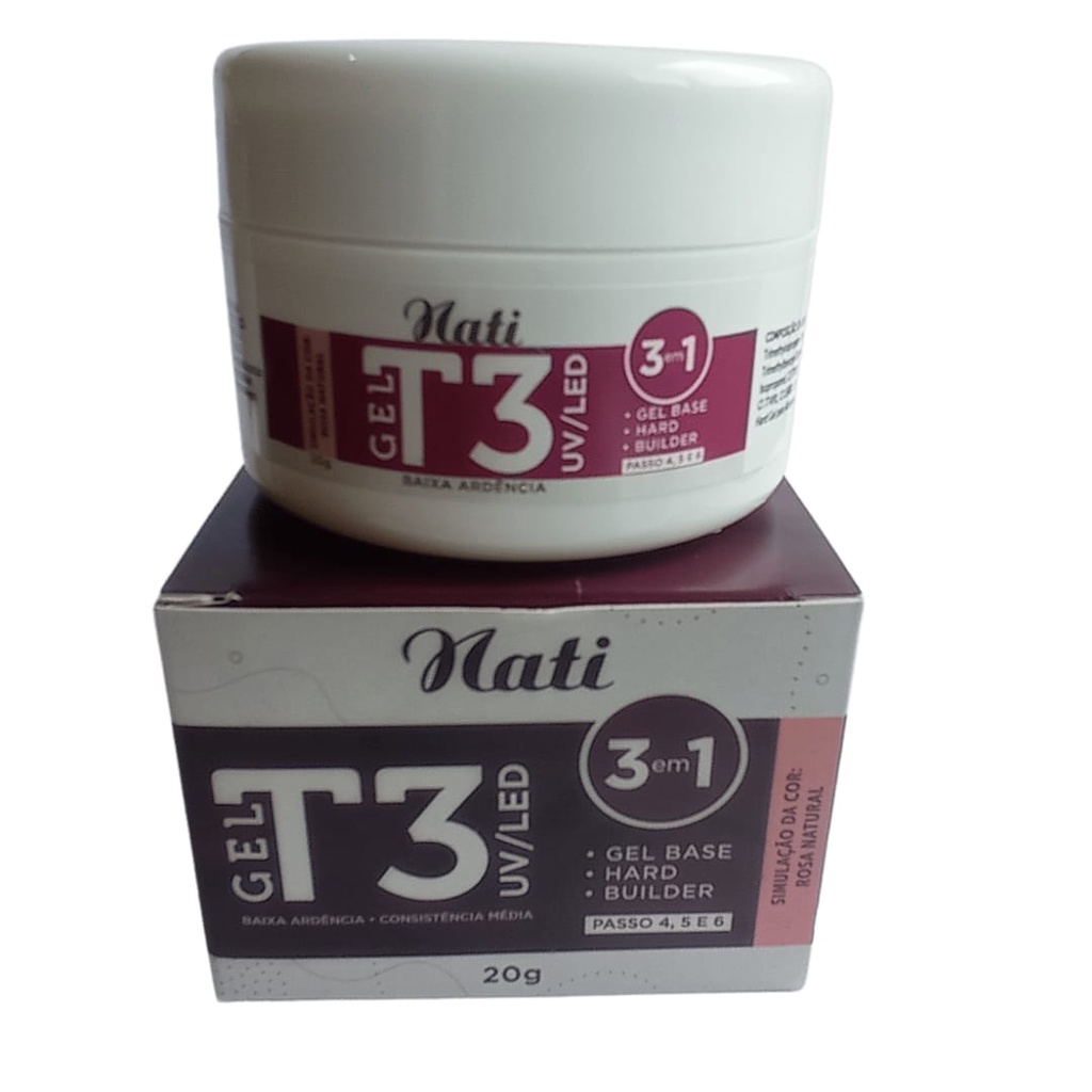 GEL NATI T3 UV/LED 3 EM 1 - ROSA NATURAL - 20g | Shopee Brasil