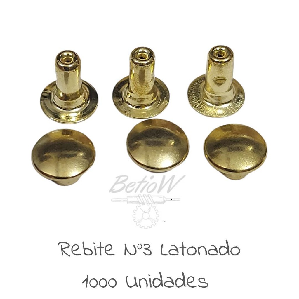 Rebite Médio N.3 Latonado (1000 unidades) Ideal para Bolsas, Roupas e ...