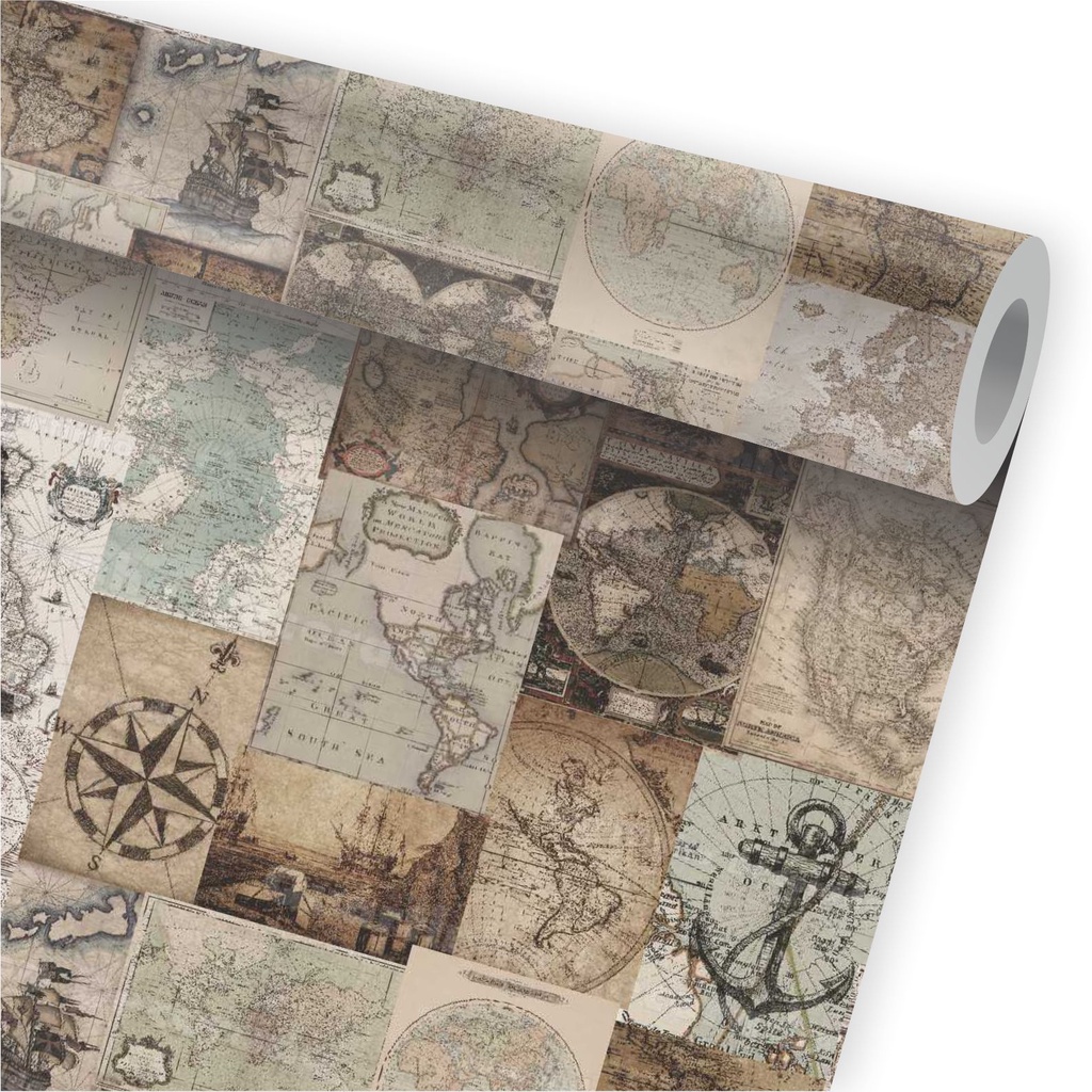 Papel De Parede Mapa Mundi Antigo Sepia Vintage Retro A288 | Shopee Brasil