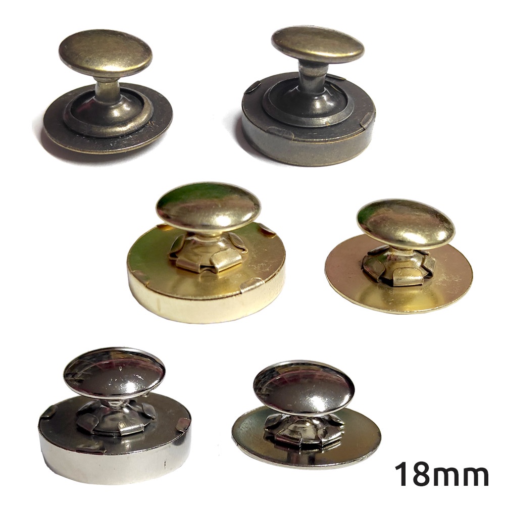 Botão imantado 18mm rebite duplo com 10 unidades - Corre Que Ta Baratinho