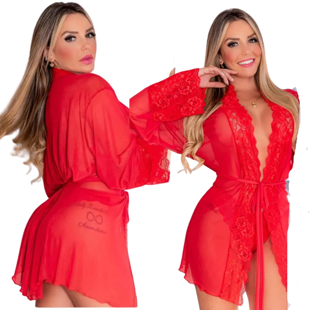 Robe Luxo Sexy Conforto Roupão Feminino Acompanha calcinha | Shopee Brasil