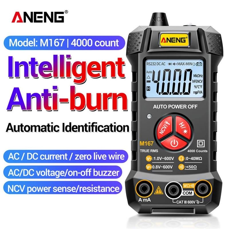ANENG M167 Mini Multímetro Digital AC/DC Instrumentos Elétricos Tester ...