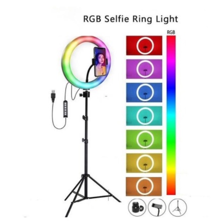 Ring Light Led RGB Iluminador Colorido 10 Polegadas 26cm + Tripé 2,1m ...